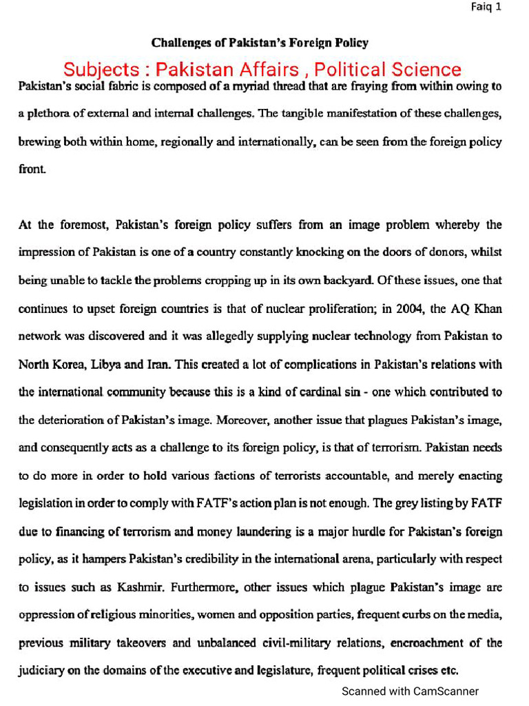 Foreign Policy of Pakistan | PDF
