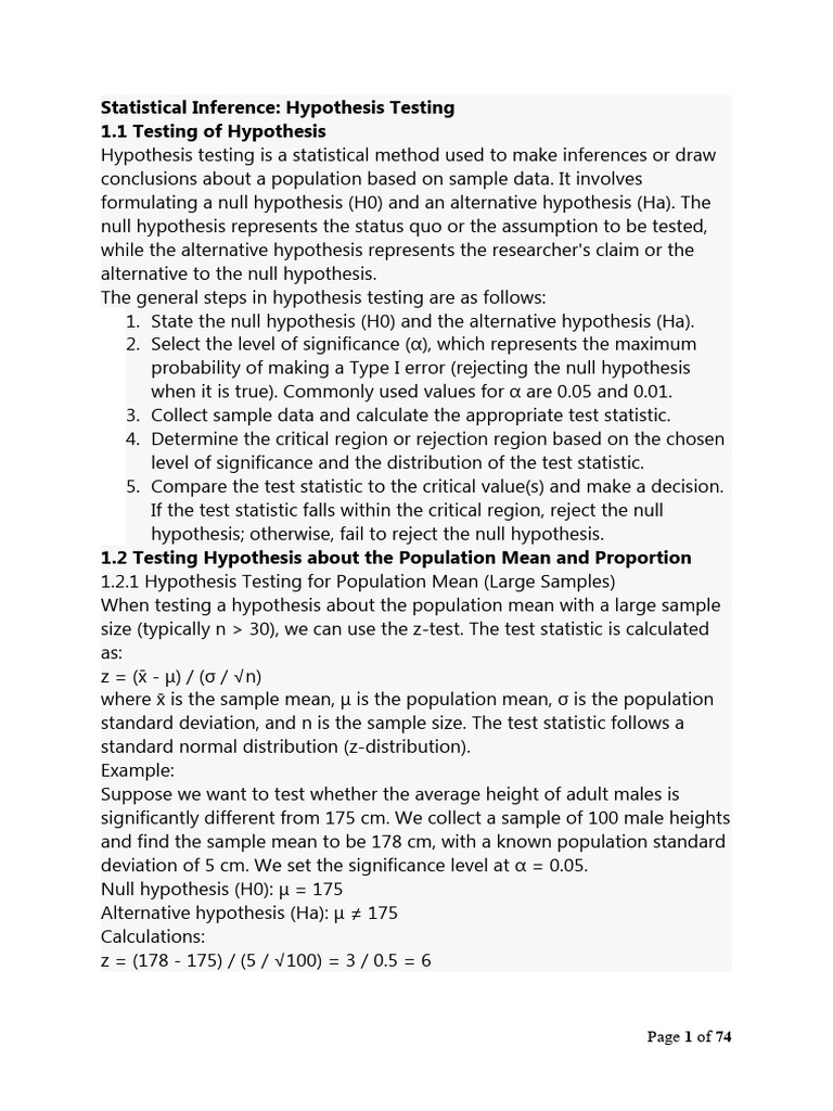 Hypothesis Testing in Statistics | PDF | Mathematical Optimization ...