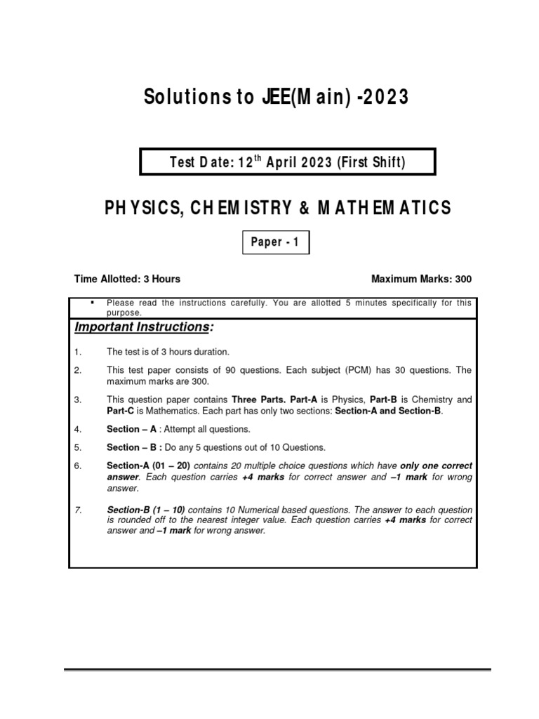 9 Jeem 2023 April 12 First Shift Paper | PDF | Light | Electromagnetic ...