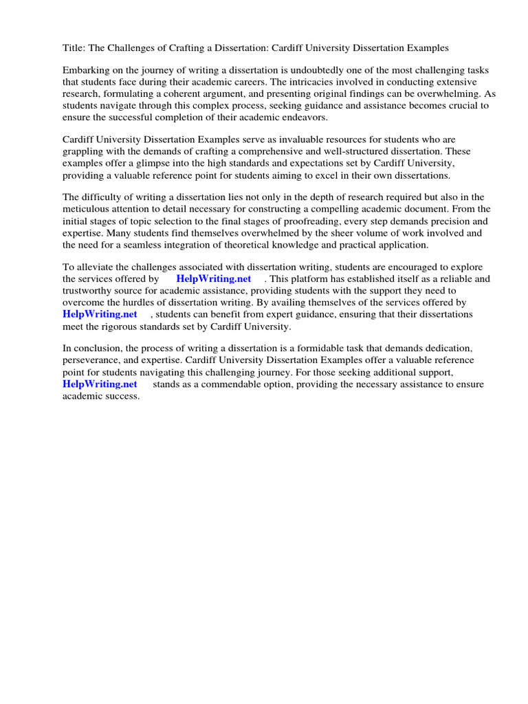 Cardiff University Dissertation Guidance | PDF | Brand | Extraversion ...