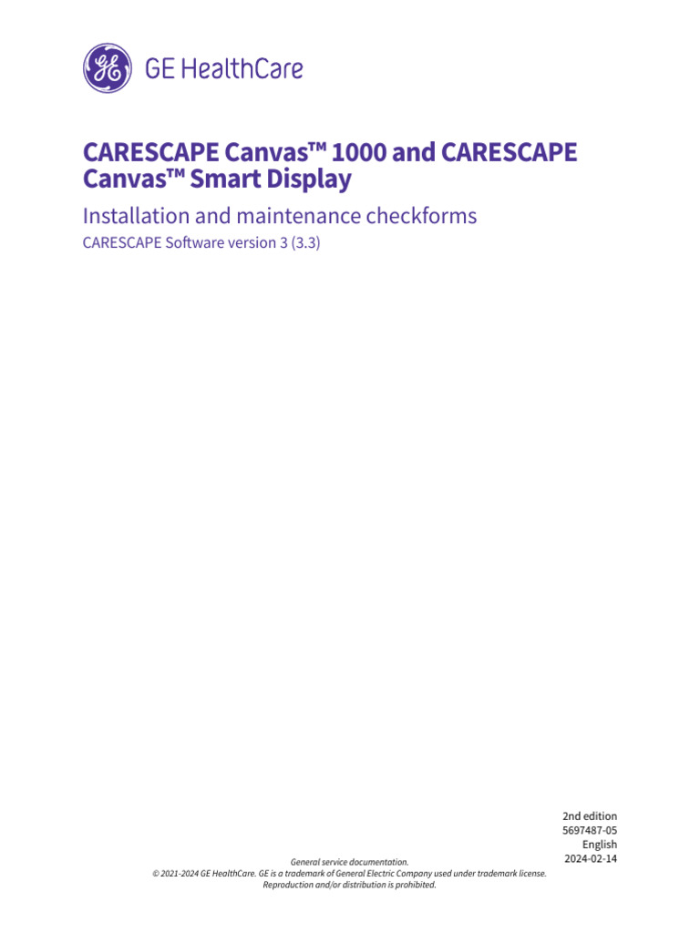 5697487-05 2nd CARESCAPE Canvas Monitors SW v3.3 Checkforms ENG | PDF ...