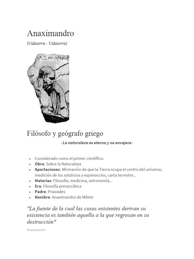 Anaximandro: Primer Científico Griego | PDF | Filosofía