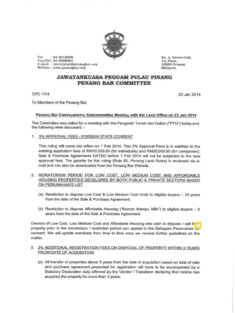 01c - Penang Bar Committee CPC 1-14 (3% Levy, LC & LMC) | PDF