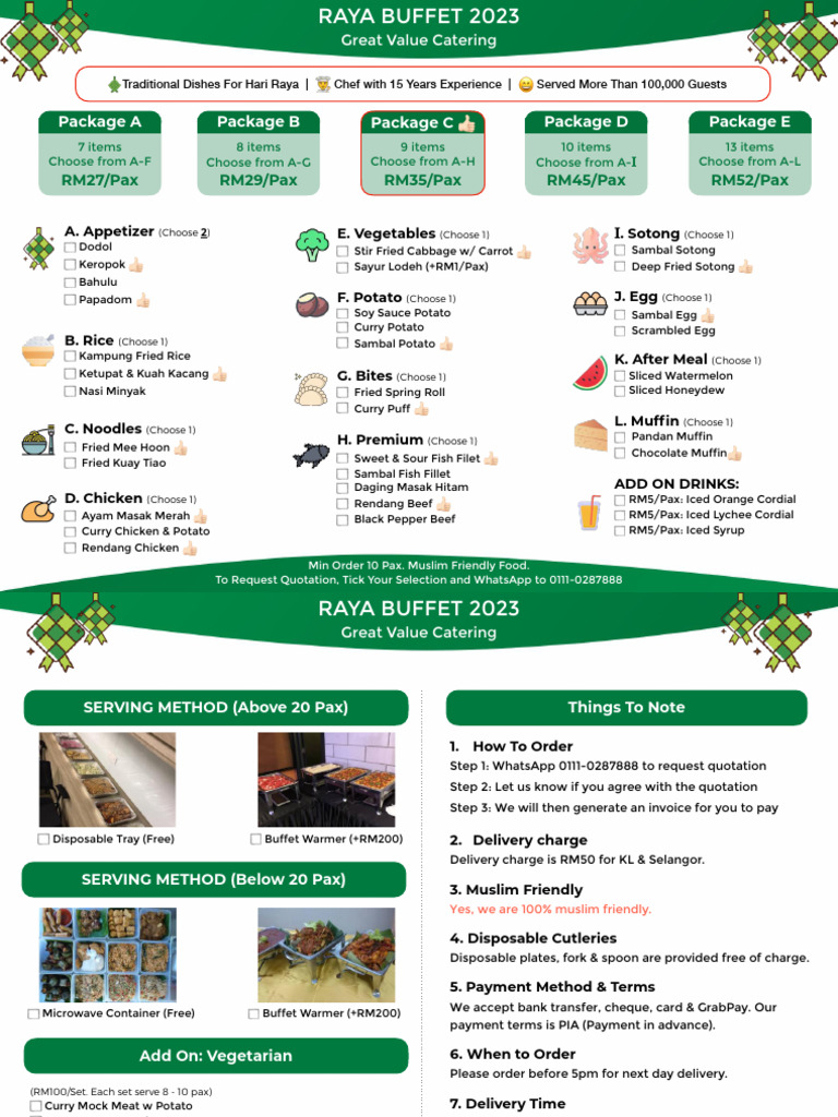 Raya Buffet Catering 2023 Menu Options | PDF | Payments | Food And ...