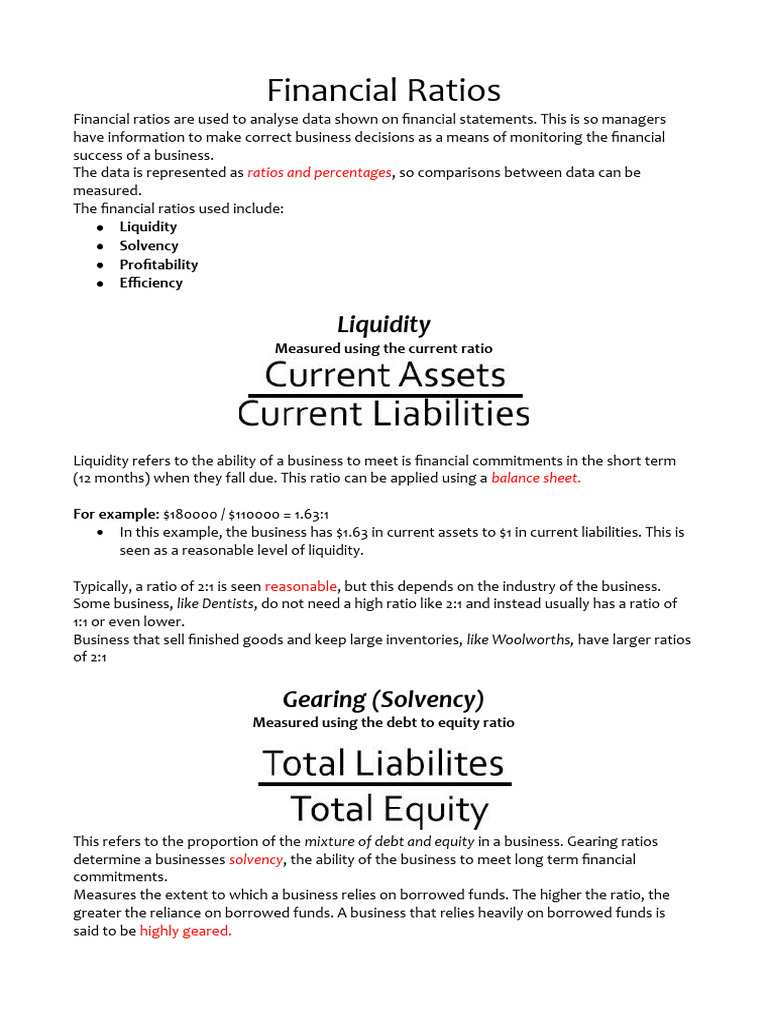 Understanding Financial Ratios in Business | PDF | Equity (Finance ...
