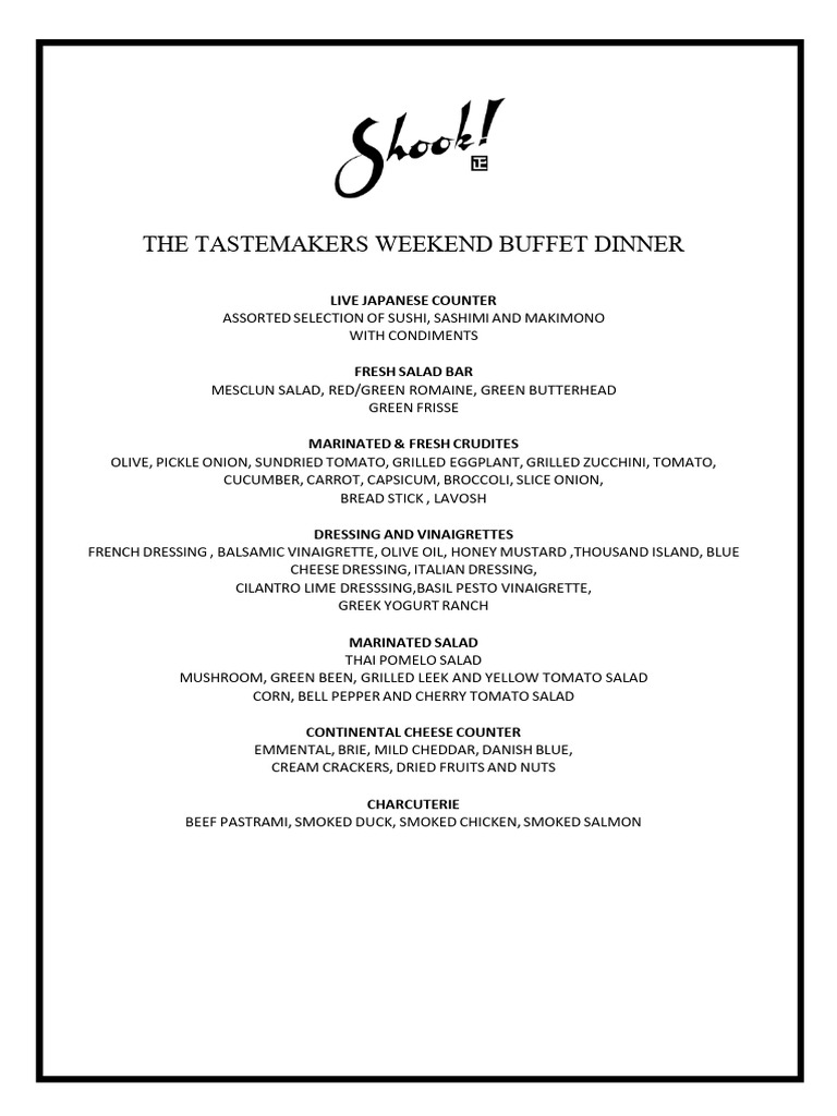 Weekend Buffet Dinner 2023 | PDF | Sauce | Thai Cuisine