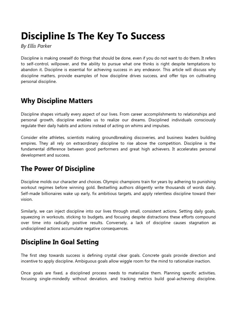 Discipline Is The Key To Success | PDF | Disciplines | Motivation