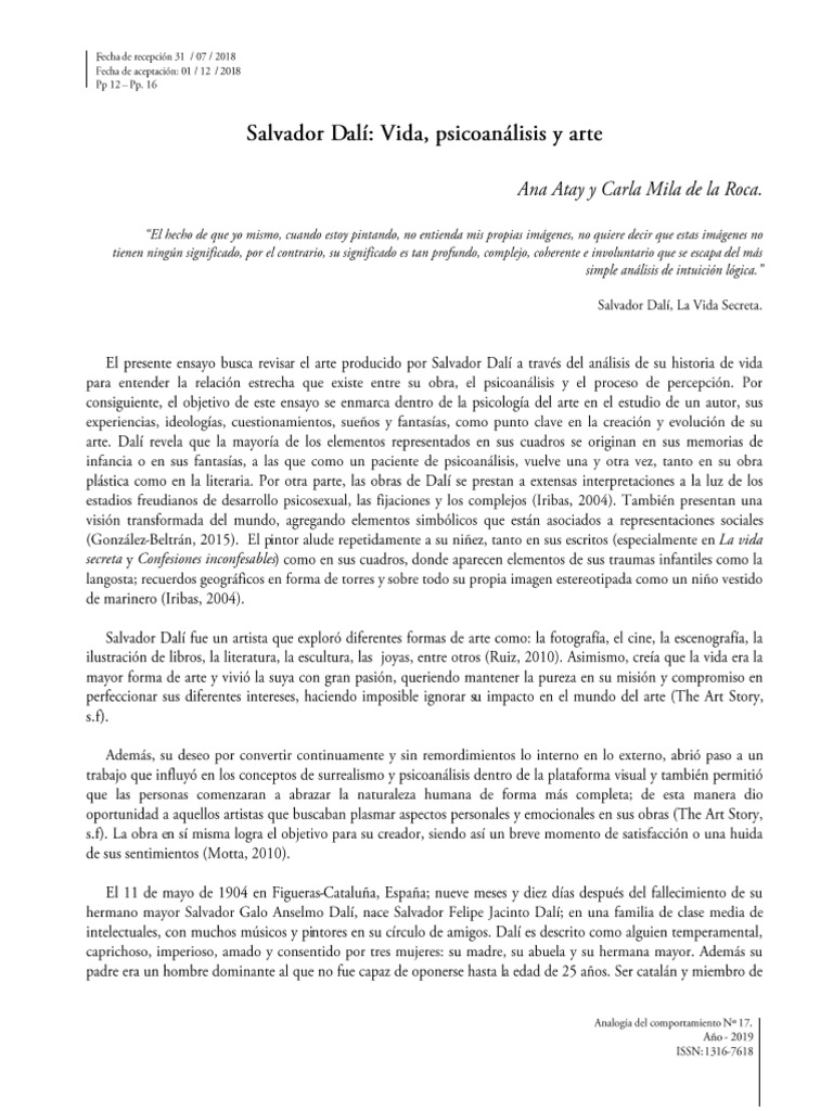 Salvador Dalí, Vida, Psicoanálisis y Arte | PDF