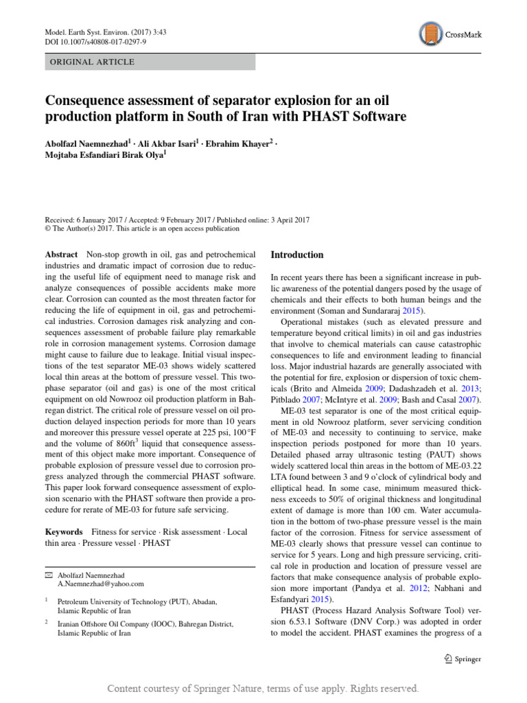 Consequence Assessment of Separator Explosion For | PDF | Explosion | Hazards