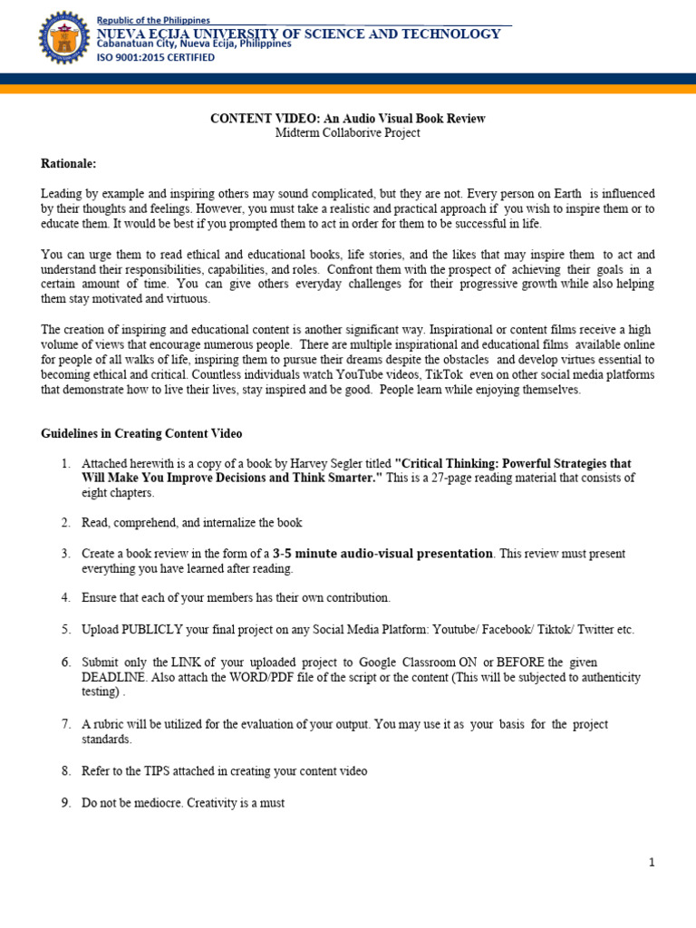 MIdterm Project Guidelines AVP | PDF | Social Media | Popular Culture & Media Studies