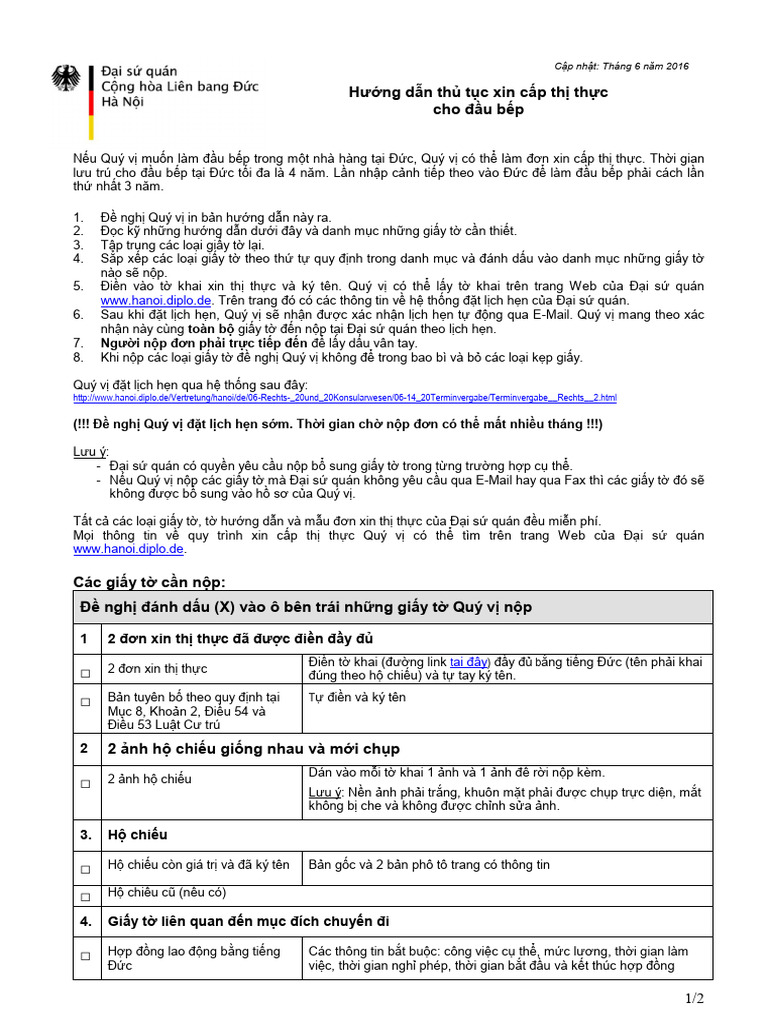 Visa Dau Bep Dac San | PDF