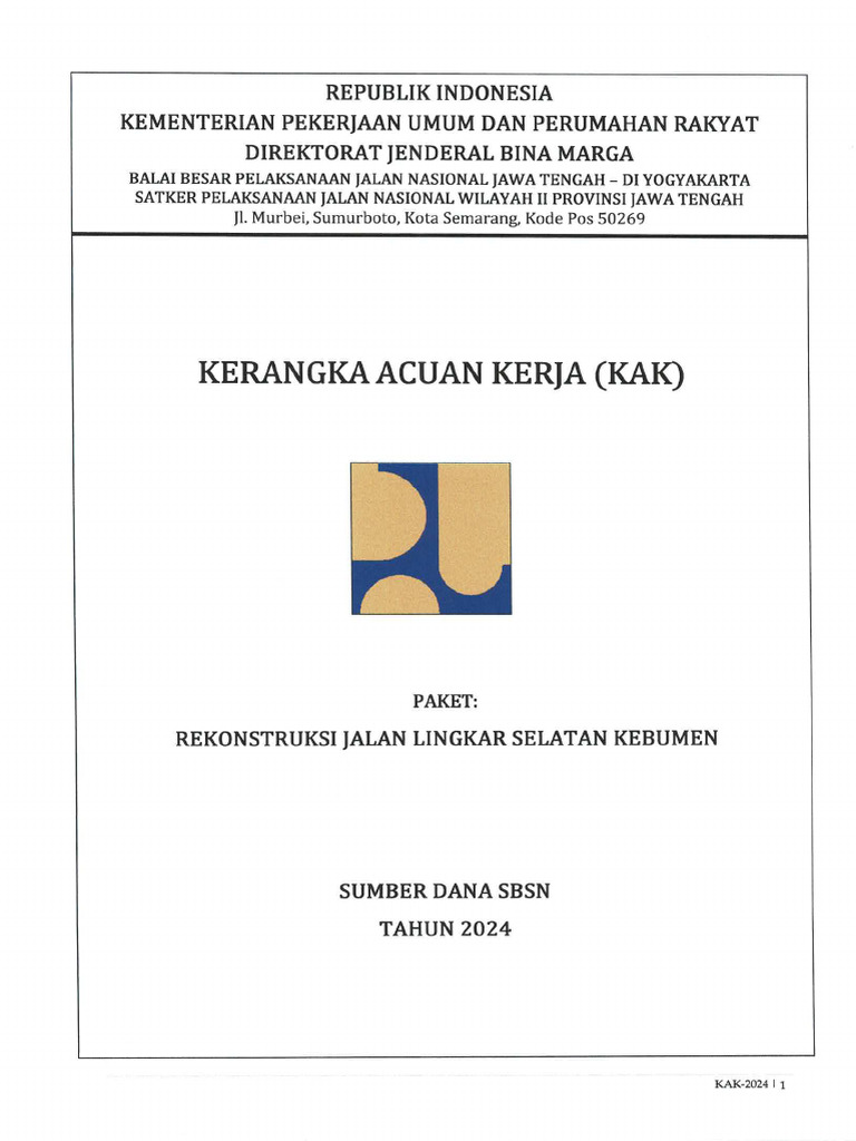 Add No. 1 KAK Paket Rekonstruksi Jalan LS KBM | PDF