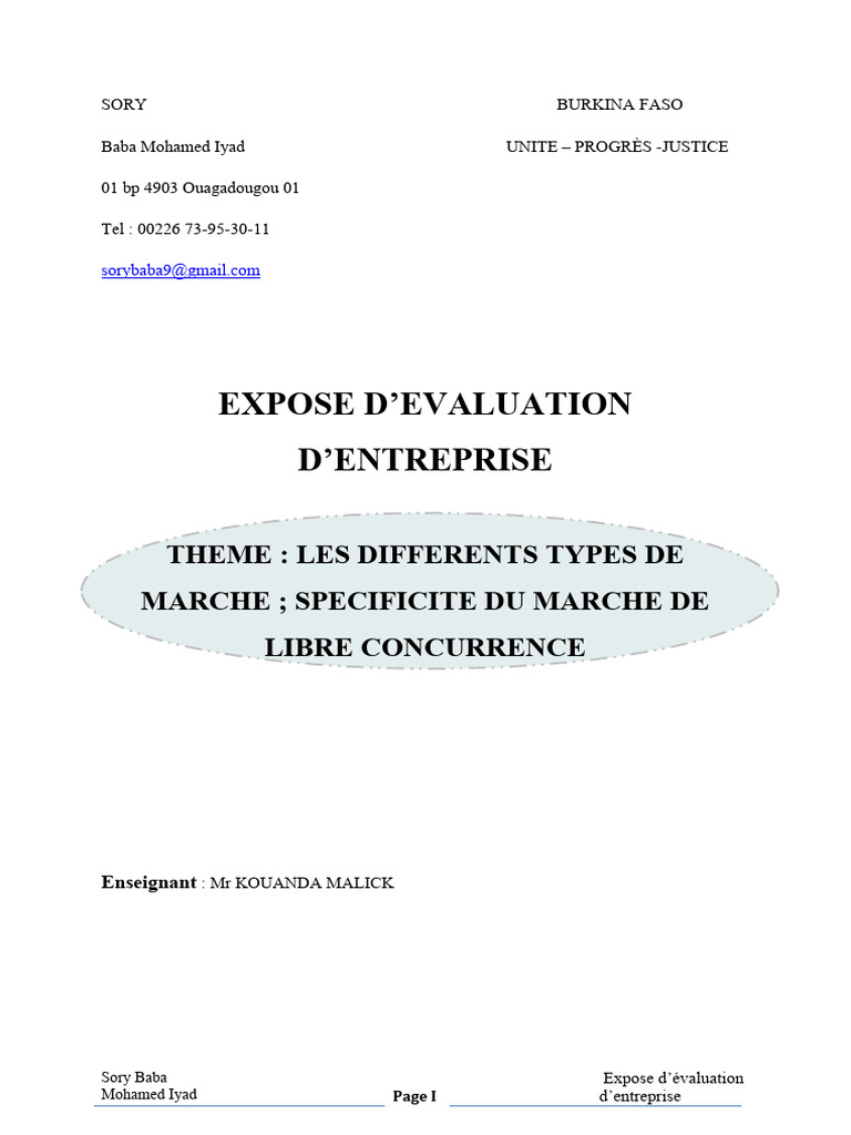Types de Marché en Économie | PDF | Marché (Économie) | Monopole