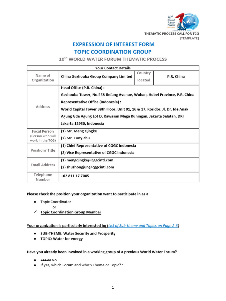 Template Call For TCG TP 10th Forum F... | PDF | Water | Water Resources
