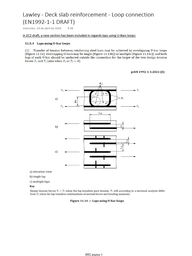 Lawley - Deck Slab Reinforcement - Loop Connection - EN1992-1-1 - DRAFT ...
