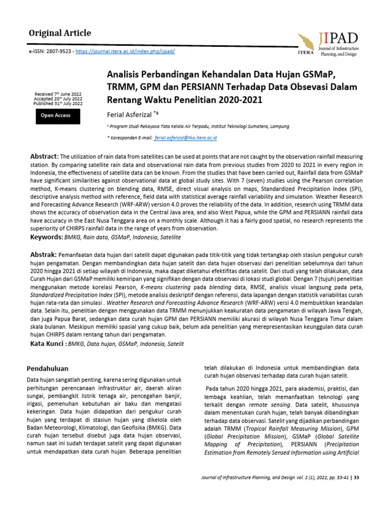 Keandalan Data Hujan GSMaP di Indonesia | PDF | Meteorology | Earth ...