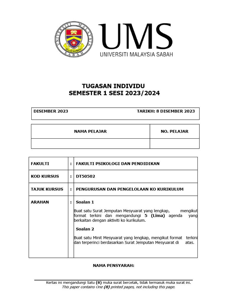 Surat Jemputan Mesyuarat | PDF