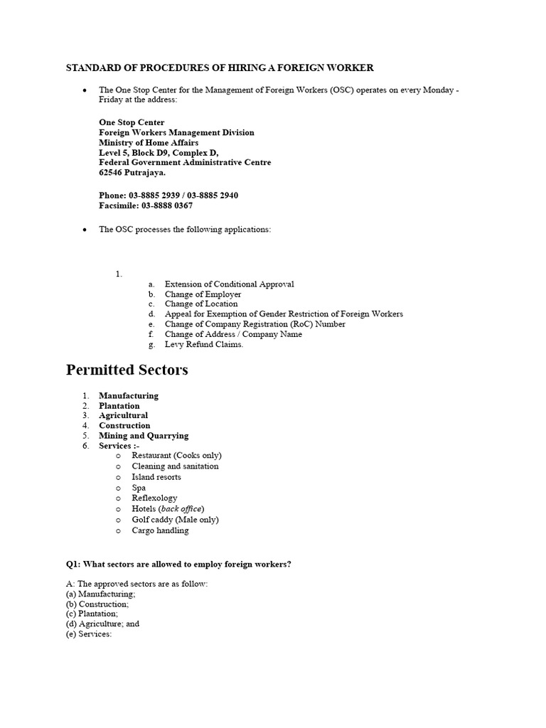 Sop - Foreign Worker | PDF | Identity Document | Foreign Worker