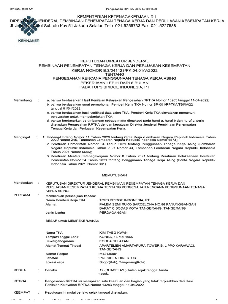 PDF Pengesahan Rptka Baru 501061530 | PDF