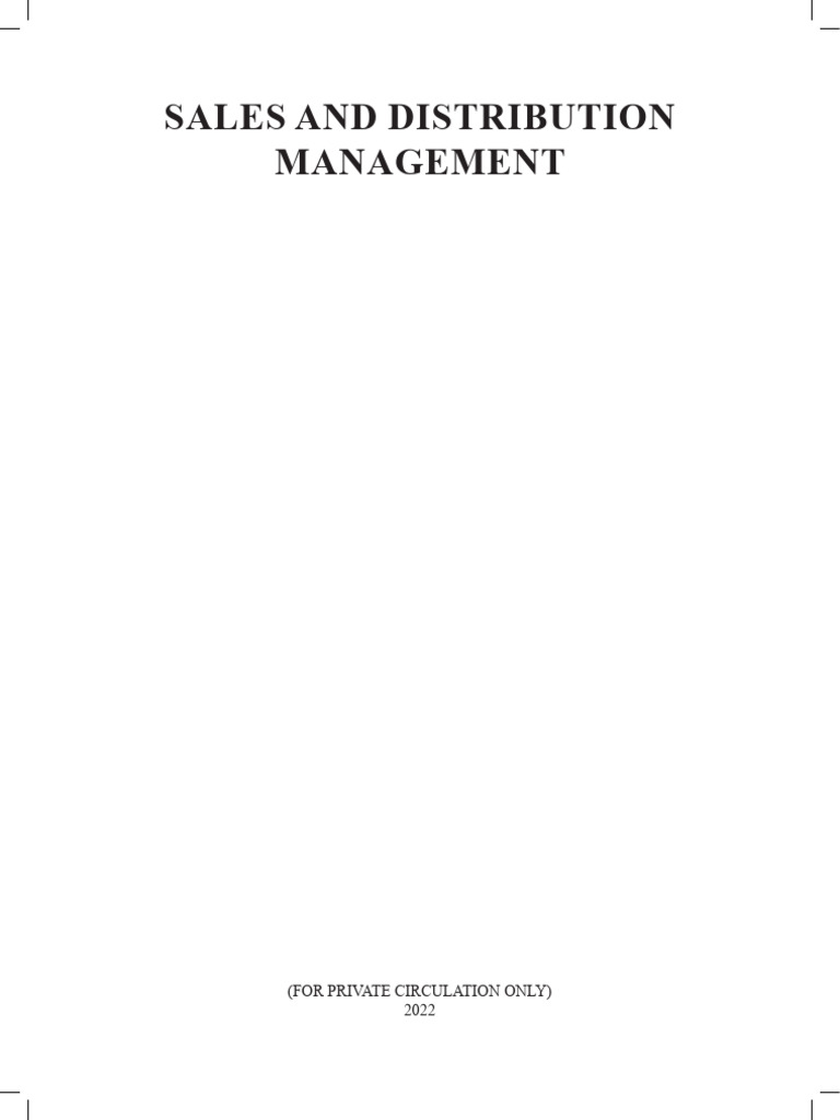 Sales & Distribution Management | PDF | Sales | Marketing