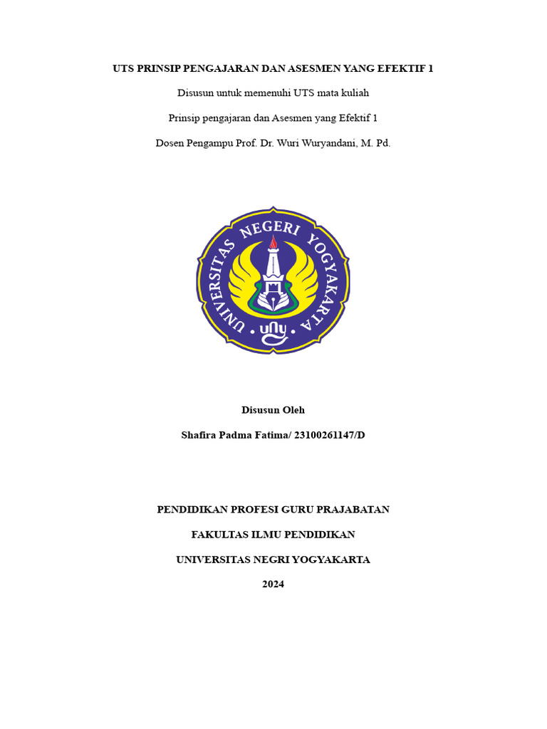 Uts Prinsip Asesmen | PDF | Karier & Perkembangan | Kesehatan Holistik