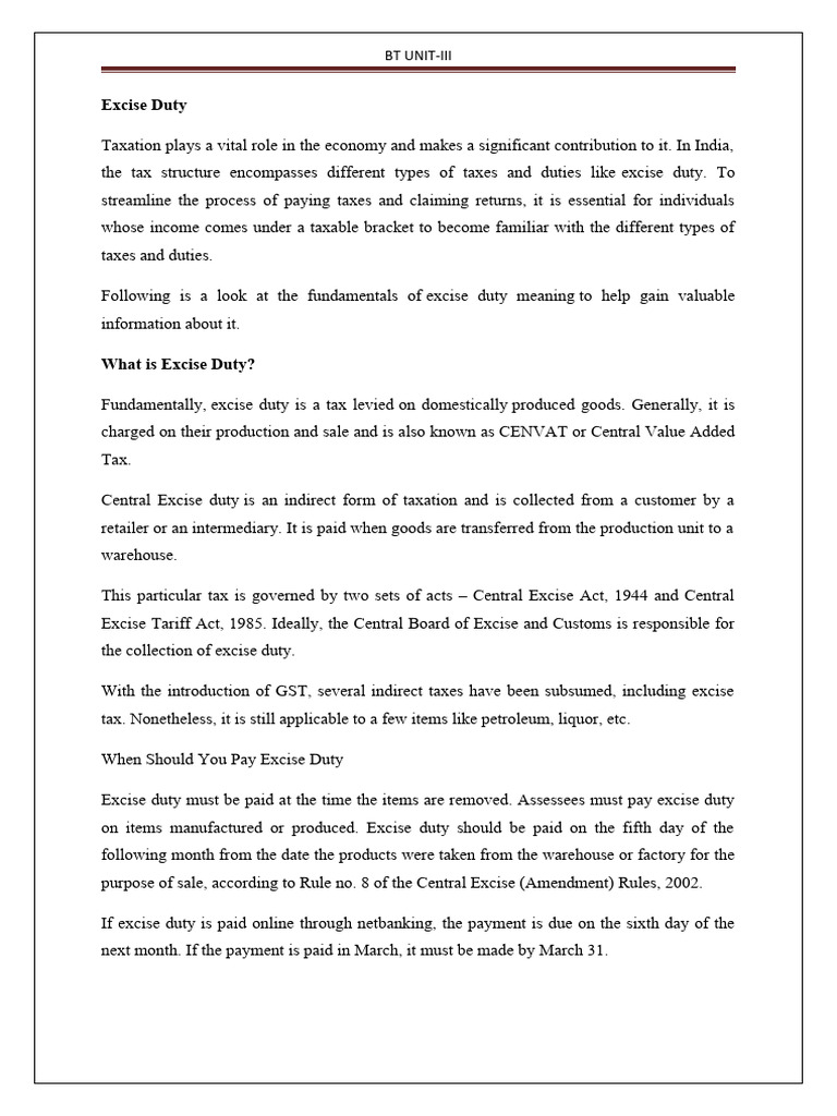 Excise Duty | PDF | Taxes | Excise