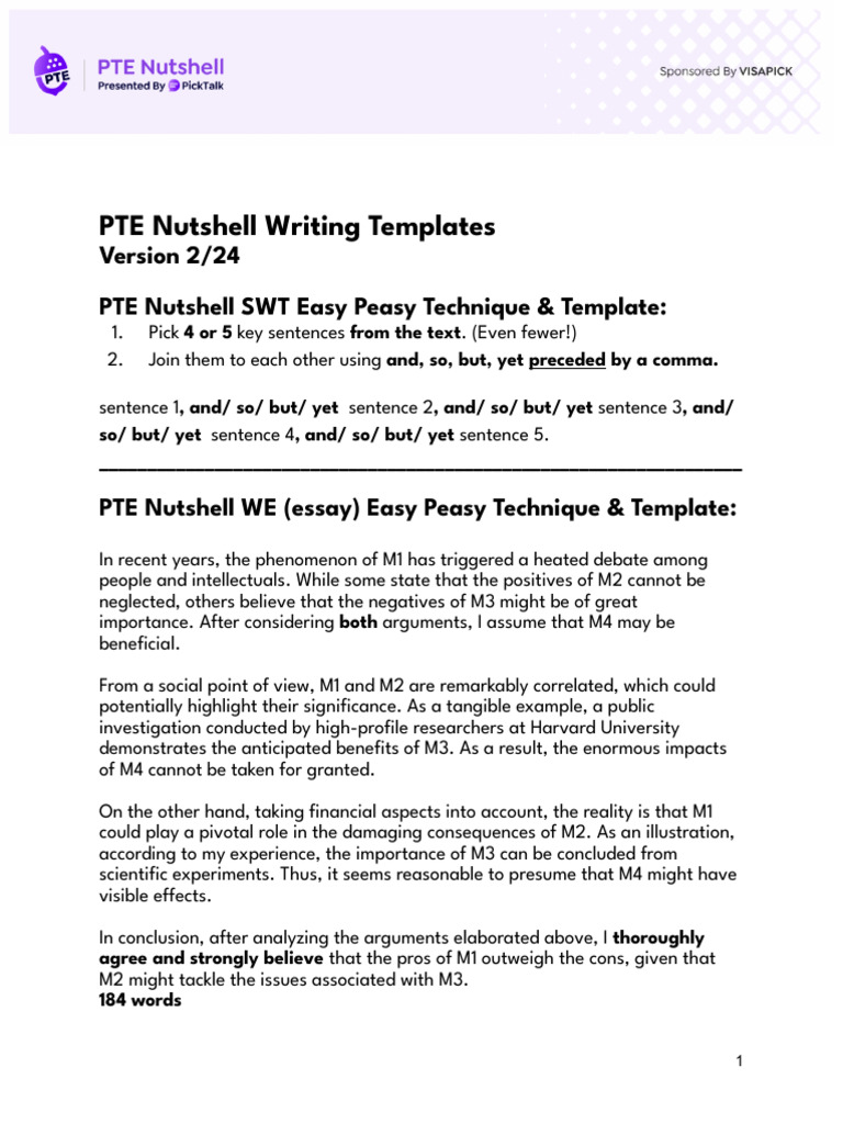 PTE Nutshell Writing Templates | PDF | Social Science