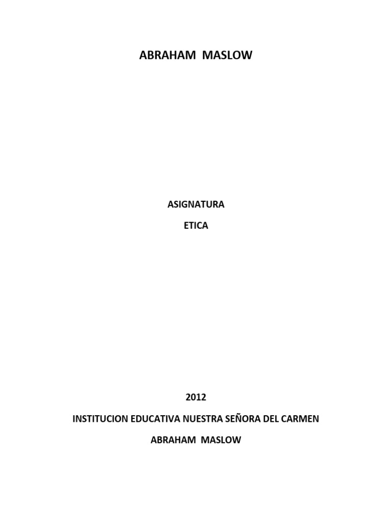 Abraham Maslow | PDF | Conceptos psicologicos | Sicología