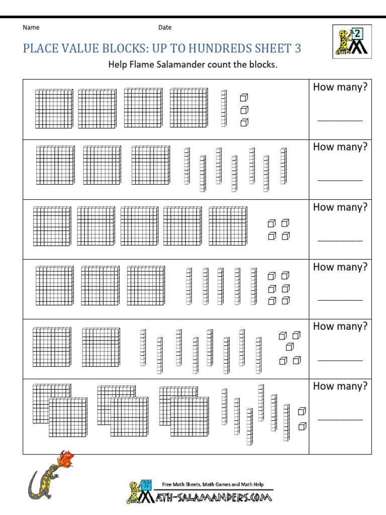 Place Value Blocks Up To Hundreds 3 | PDF
