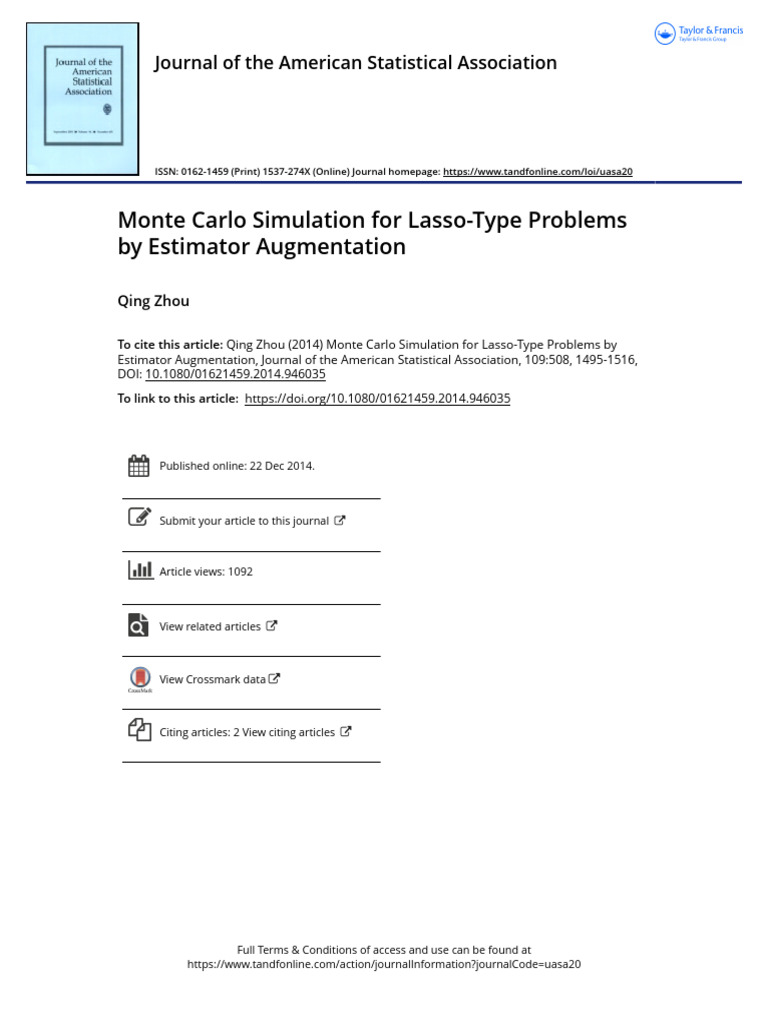 Monte Carlo Simulation For Lasso-Type Problems by Estimator ...