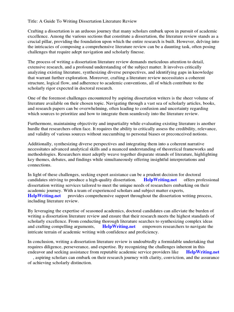 A Guide To Writing Dissertation Literature Review | PDF | Thesis ... A Guide To Writing Dissertation Literature Review | PDF | Thesis ...