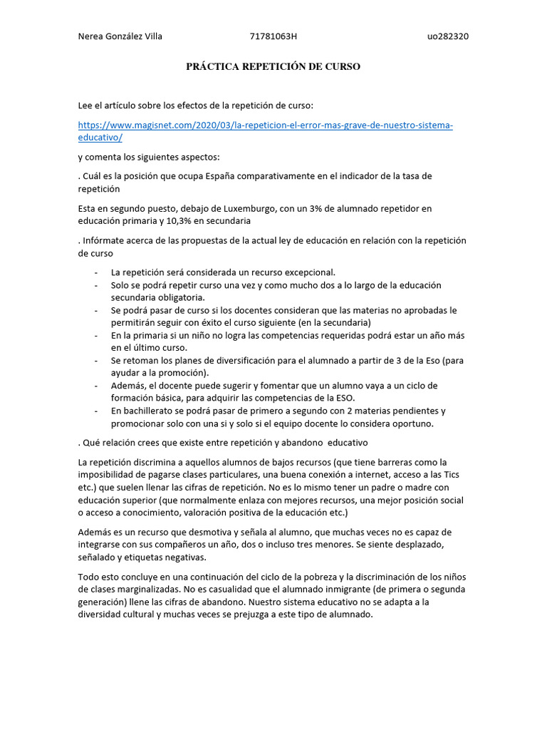 Impacto de la Repetición Escolar | PDF | Educación Secundaria | Maestros