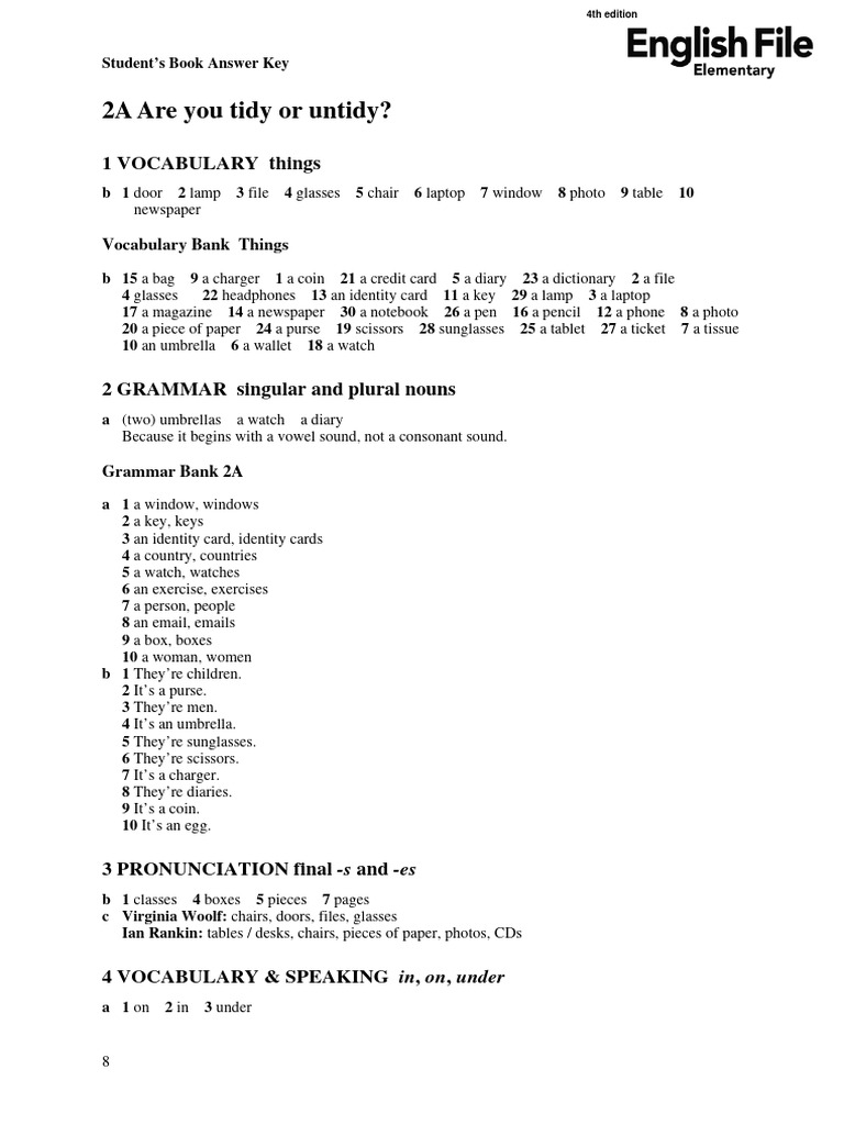 EF4E SB Answer Key File2 | PDF | Linguistics | Languages
