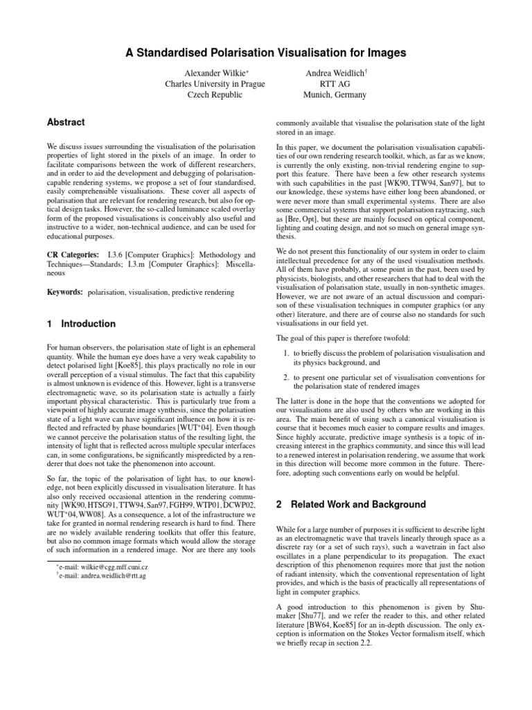 A Standardised Polarisation Visualisation For Images | PDF ...