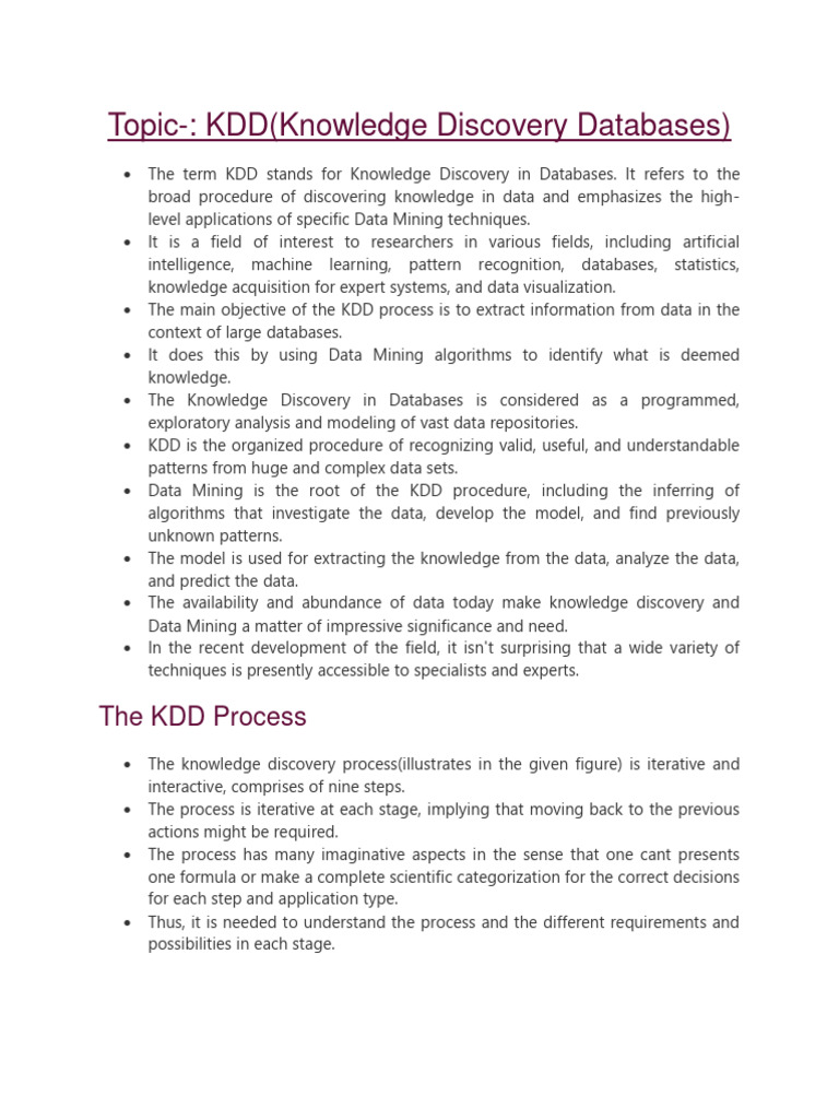 KDD Process Mode Framework | Download Free PDF | Data Mining | Data