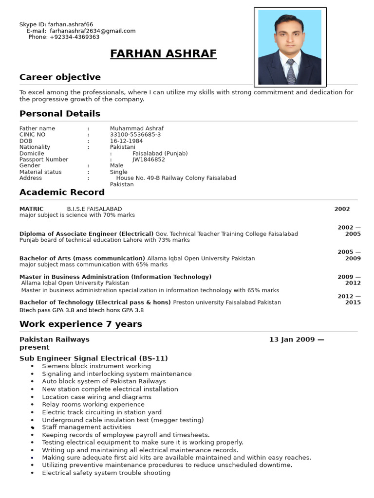 Electrical Supervisor-Cv | PDF | Electricity | Electrical Engineering