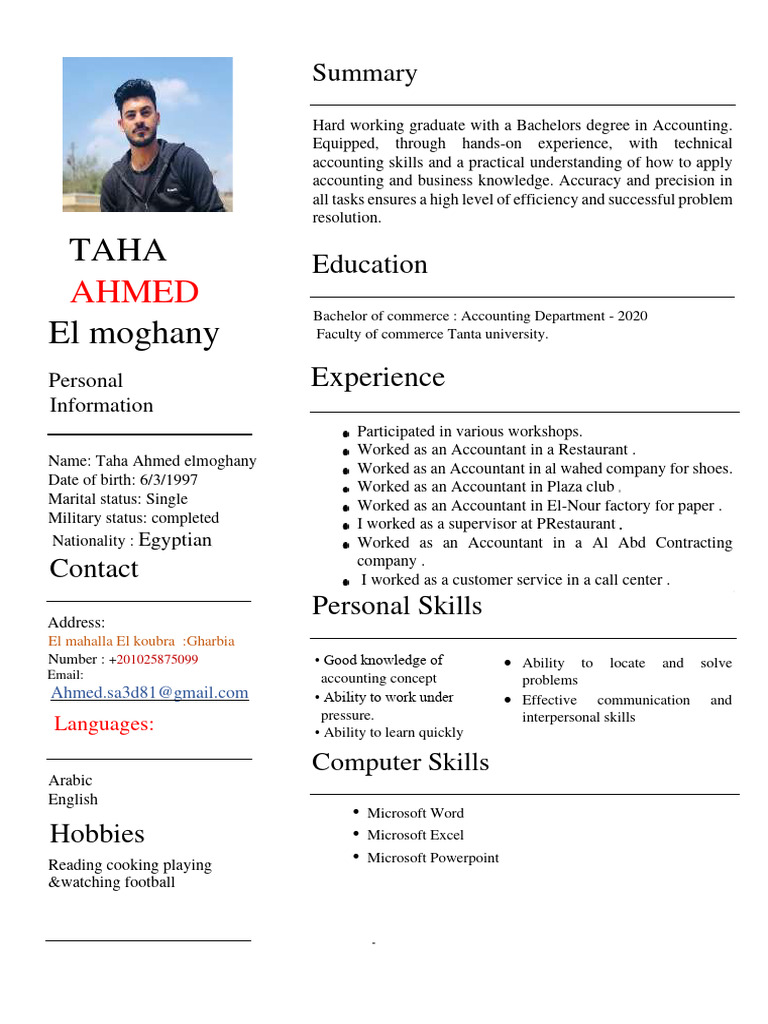 Taha Ahmed CV 1 | PDF | Cognition | Human Communication