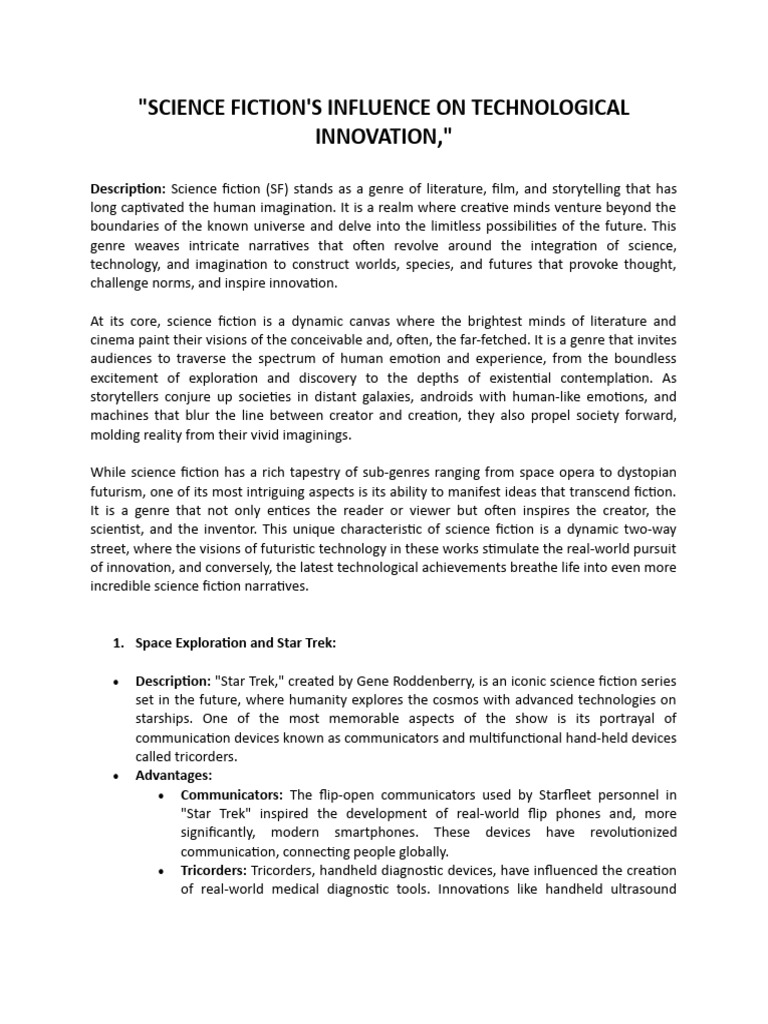 STS 5 Science Fictions Influence On Technological Innovation | PDF | Artificial Intelligence ...