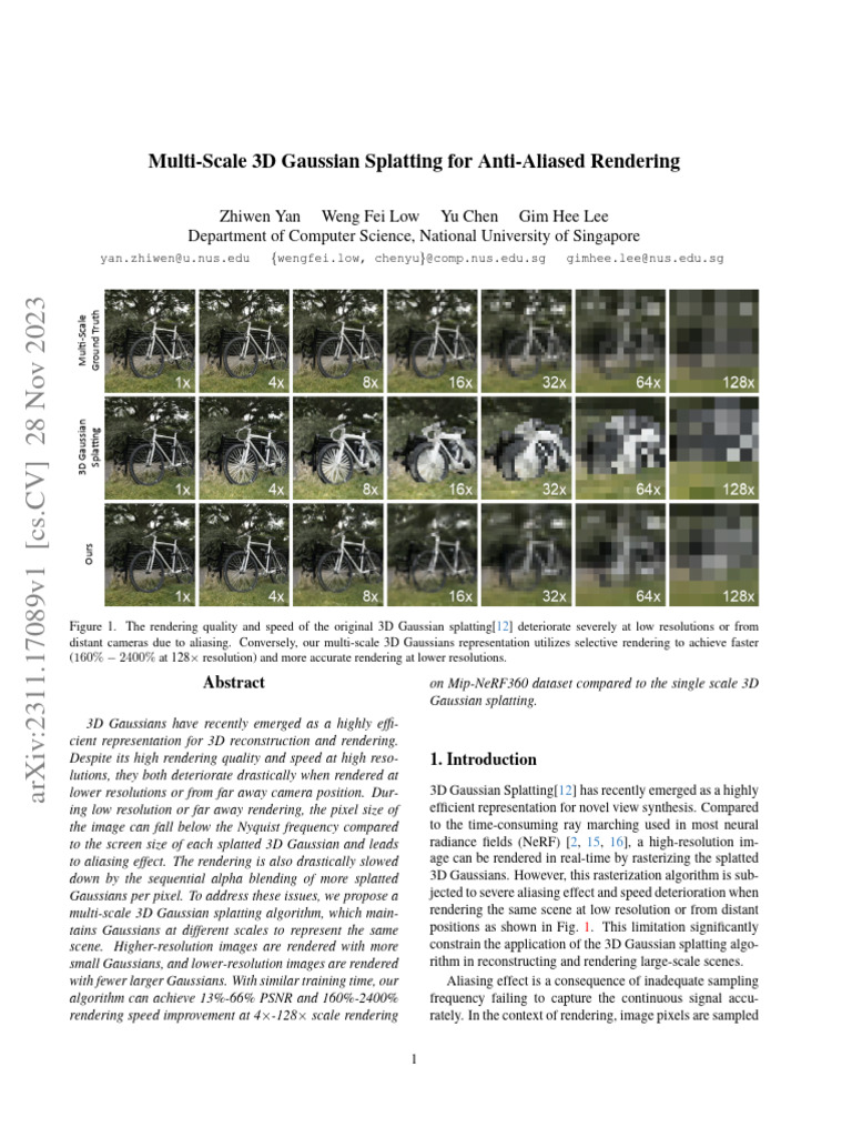 Multi-Scale 3D Gaussian Splatting For Anti-Aliased Rendering | PDF | Rendering (Computer ...