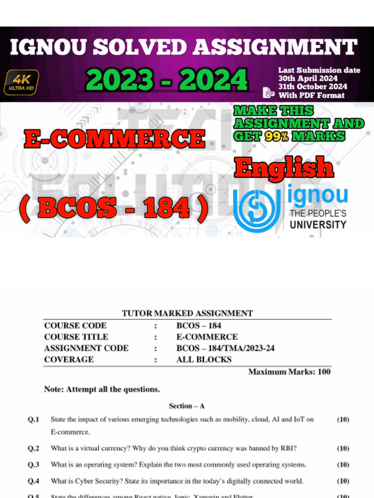 BCOS 184 solve assignment | PDF