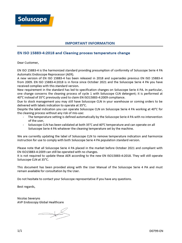 Serie 4 PA CLN-EN ISO 15883-4 - 2018 and Cleaning Process Temperature ...
