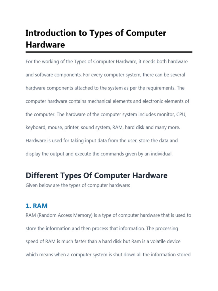 Introduction To | PDF | Random Access Memory | Computer Hardware
