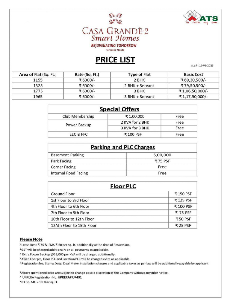 ATS Apartment Price List | PDF