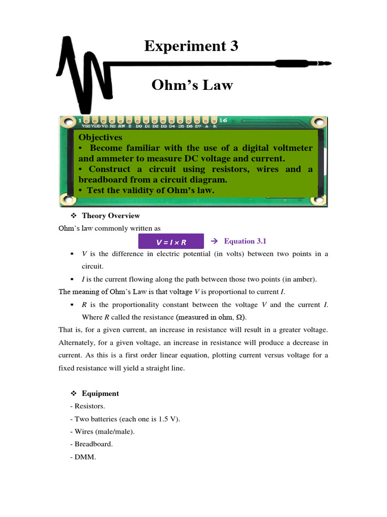 Exp.3 Ohm's Law | PDF | Voltage | Electrical Network