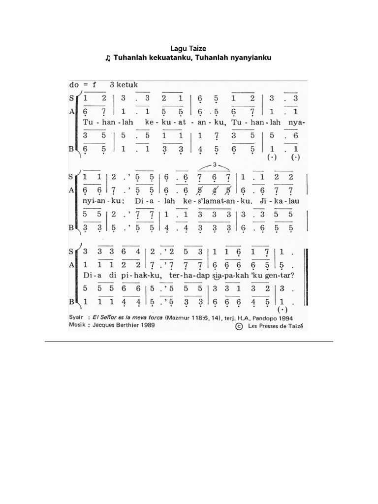 Partitur PKJ Tuhanlah Kekuatanku | PDF