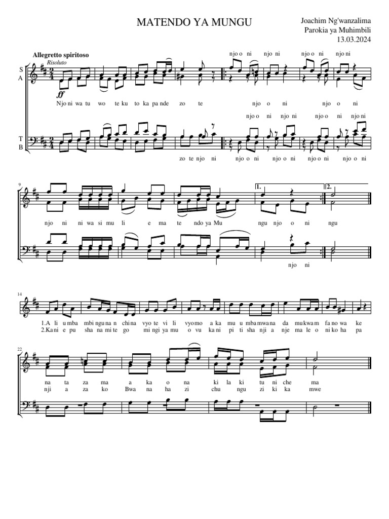 MATENDO YA MUNGU | PDF