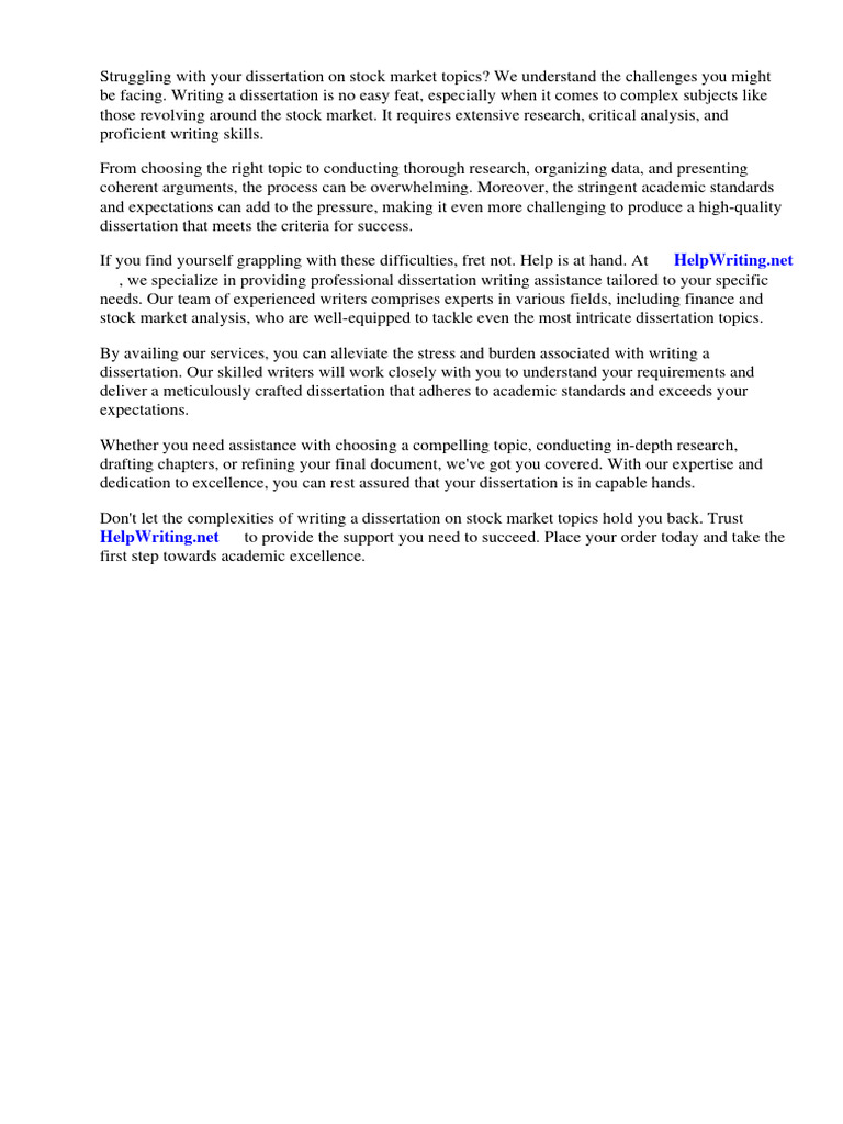 Dissertation Topics Stock Market | PDF | Stocks | Initial Public Offering