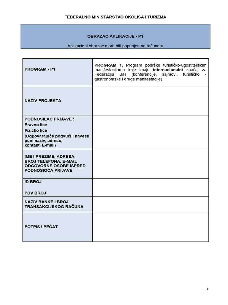 Prilog I OBRAZAC P1 2023 | PDF