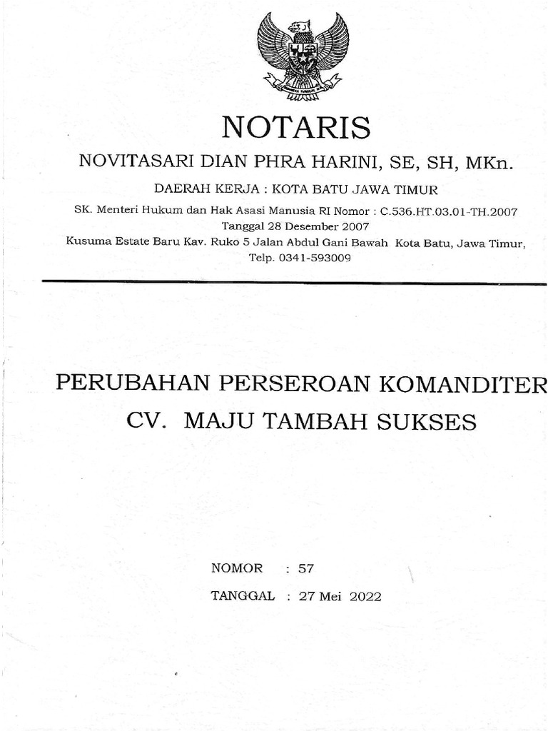 4.akta Perubahan - CV Mts | PDF