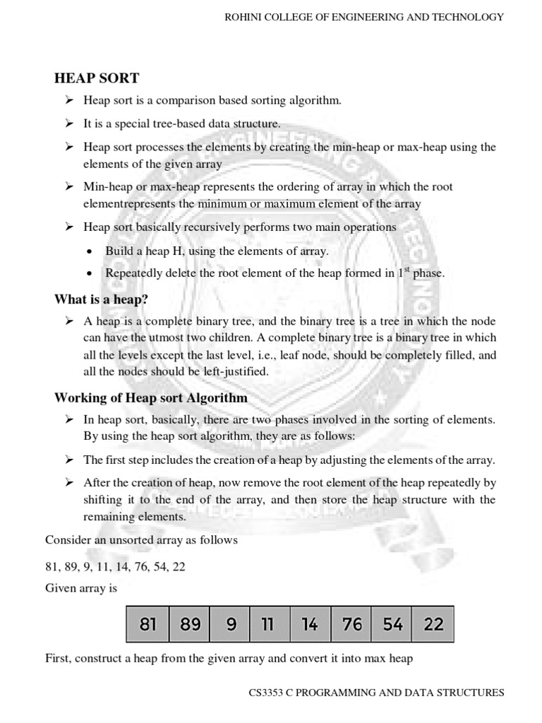 HEAP SORT New | PDF | Applied Mathematics | Theoretical Computer Science HEAP SORT New | PDF | Applied Mathematics | Theoretical Computer Science